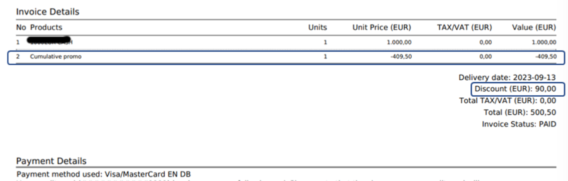 Cumulative promotions | Documentation | 2Checkout